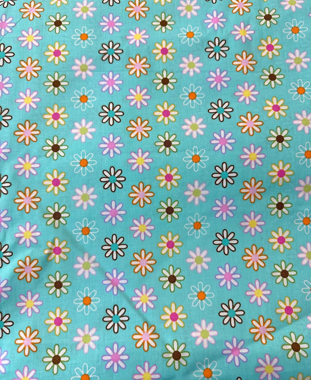 3 1/4 Yd. Happi by Dena Retro Blue Flower Quilt Fabric Fabric Destash ...