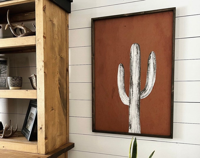 Cactus Rust Rustic Wood Sign - Etsy