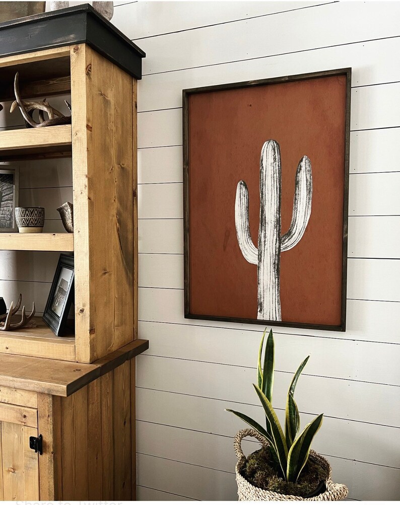 Cactus Rust Rustic Wood Sign - Etsy