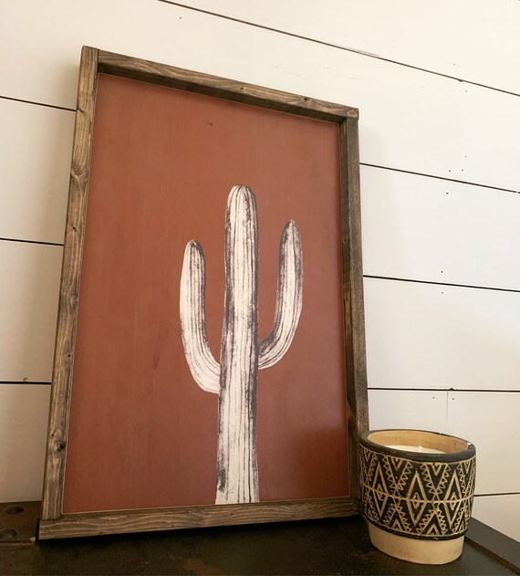 Cactus Rust Rustic Wood Sign - Etsy