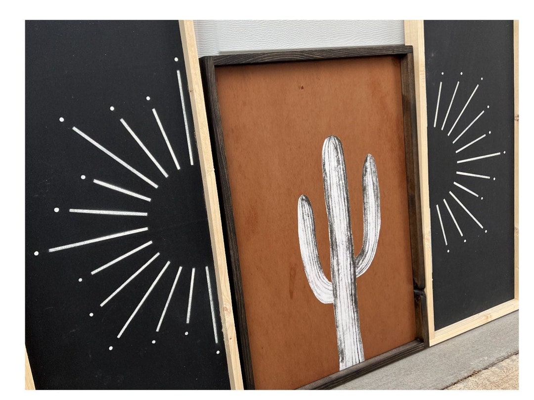 Cactus Rust Rustic Wood Sign - Etsy