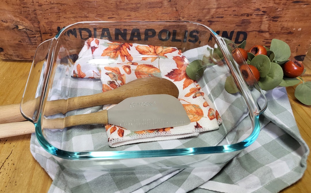 Vintage Pyrex 222 Clear Glass Baking Dish With Aqua Blue Tint, Square ...