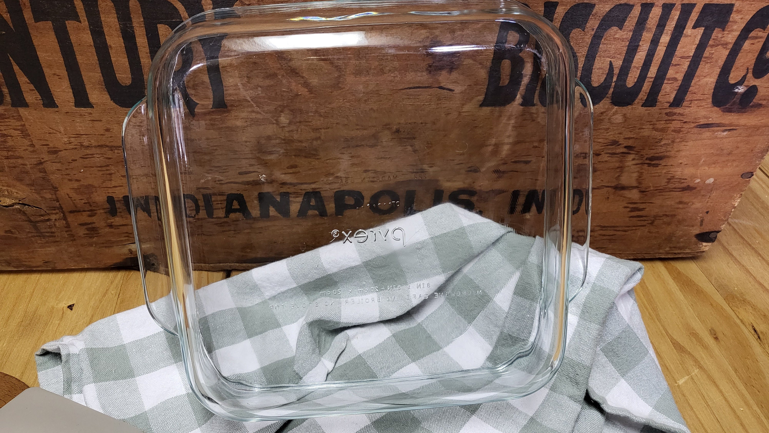 Vintage Pyrex 222 Clear Glass Baking Dish With Aqua Blue Tint, Square ...