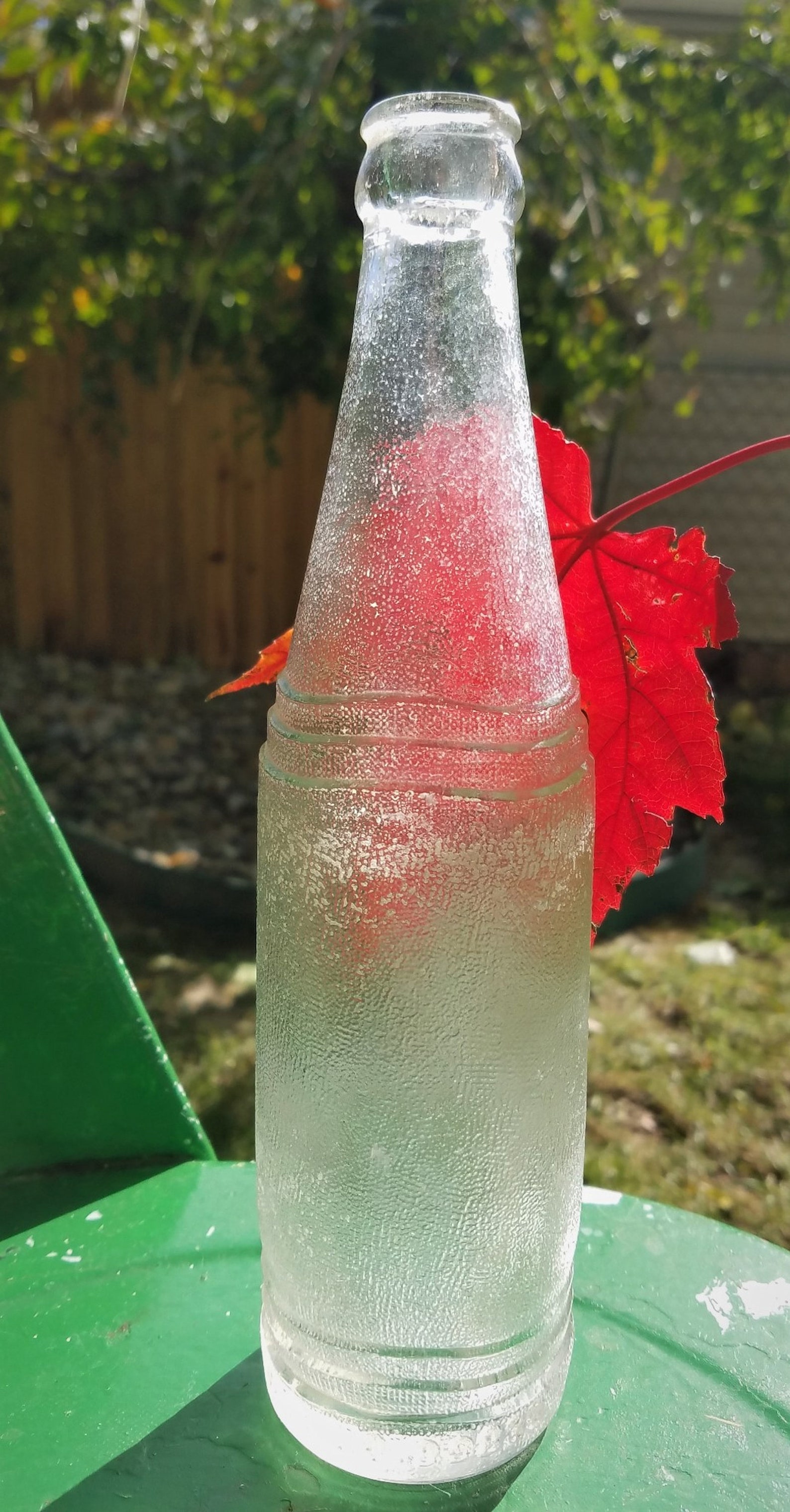 Clear Vintage Hires Soda Bottle, Clear Stipple Glass, Wavy Art Deco ...