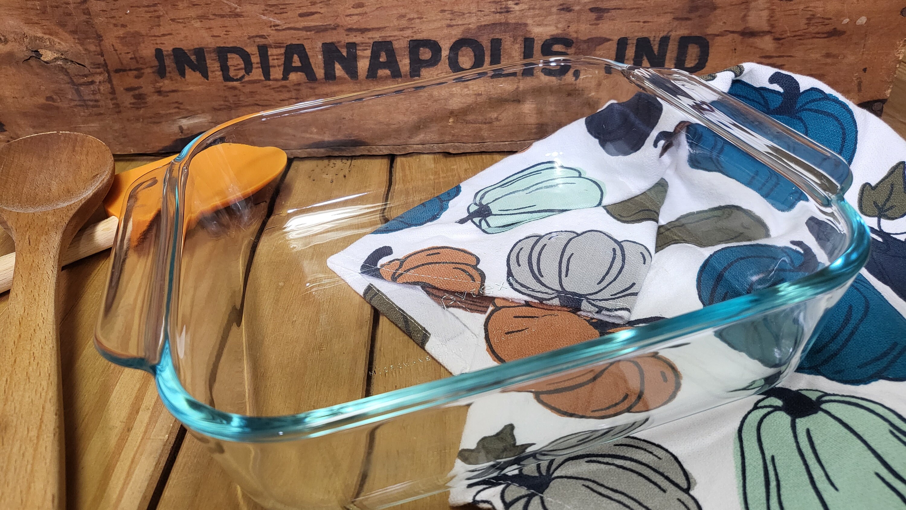 Vintage Pyrex 222 Clear Glass Baking Dish With Aqua Blue Tint, Square ...