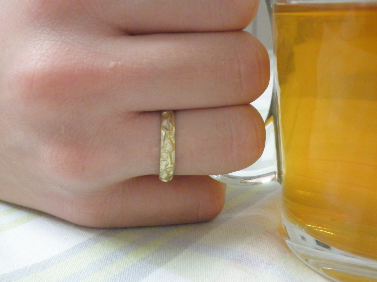 Men's Wedding Ring Unusual Textured Thin Band 14k Solid - Etsy