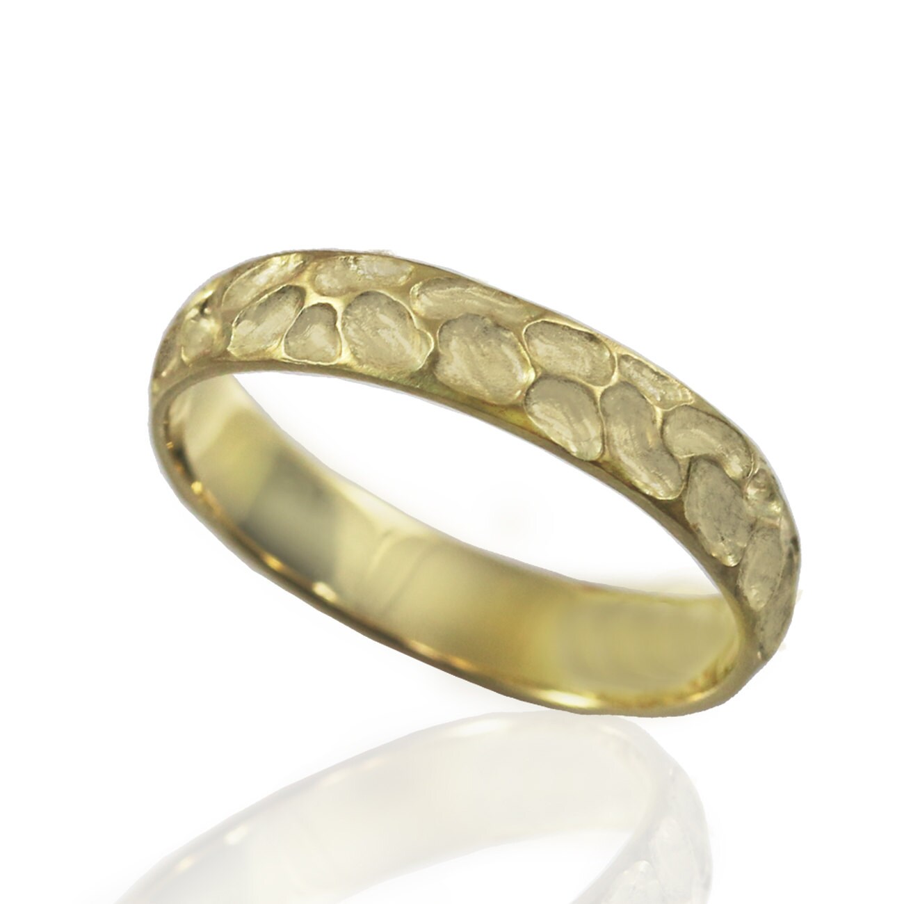 Men's Wedding Ring Unusual Textured Thin Band 14k Solid - Etsy