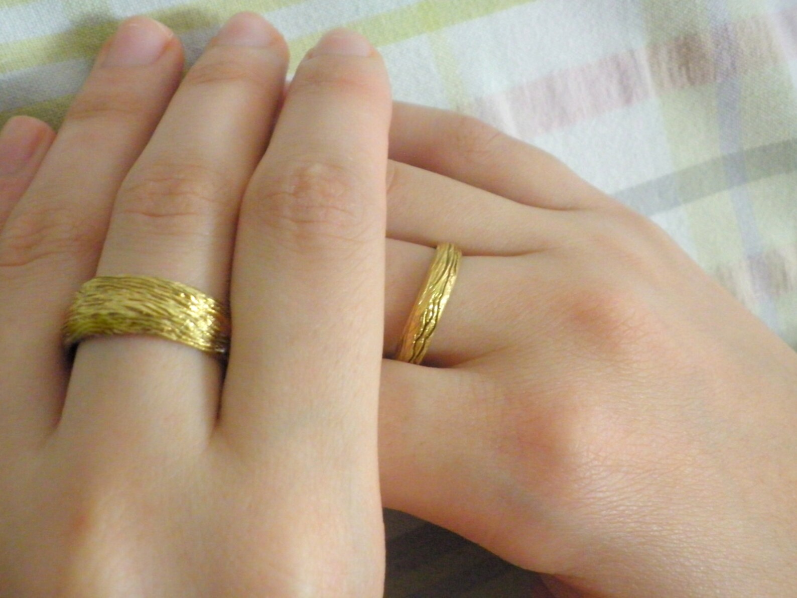 Wedding Rings Set 14k Wedding Bands 18k Ring Set Textured - Etsy