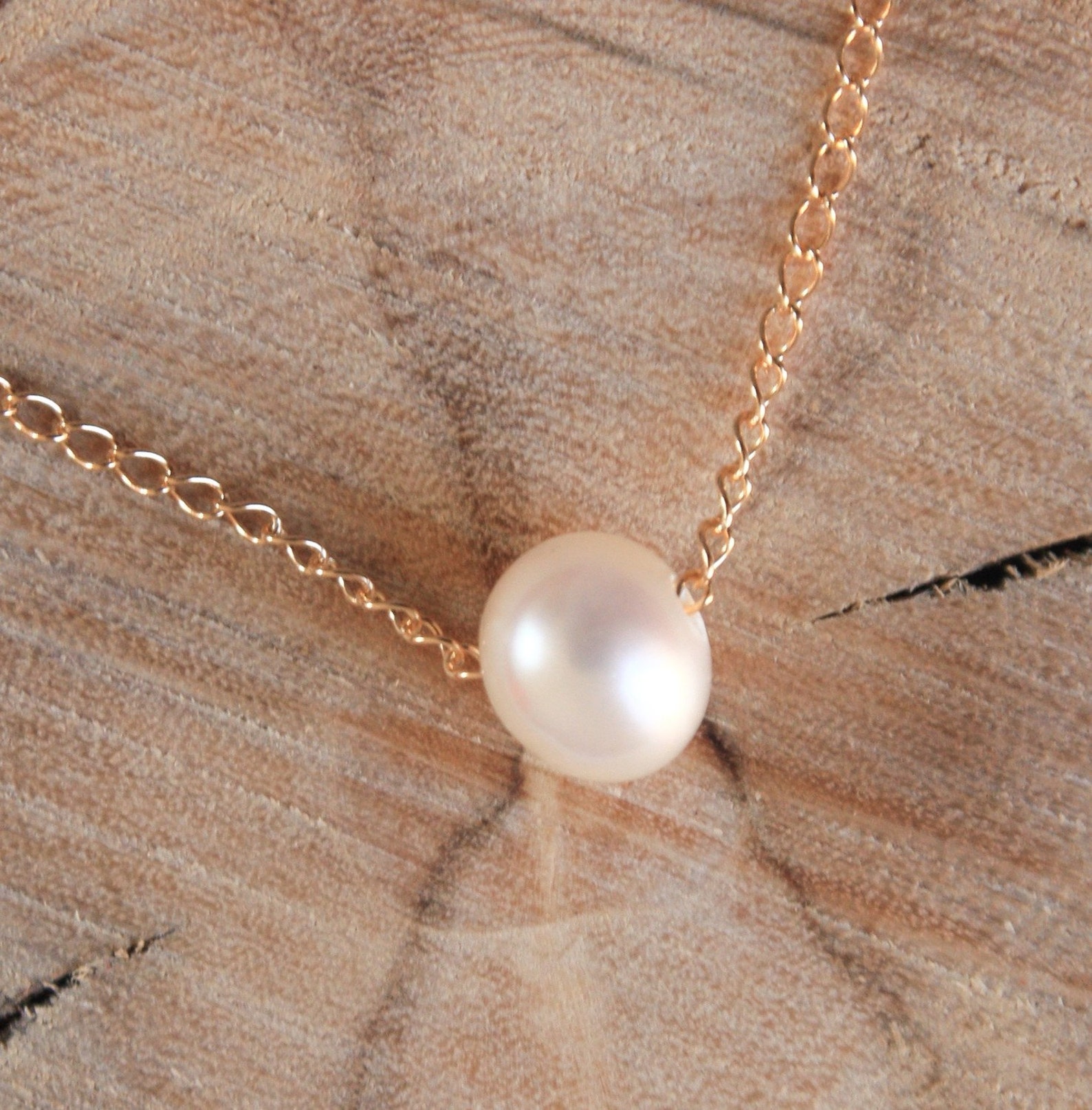 Single Pearl Necklace White Pearl Necklace Floating Pearl - Etsy