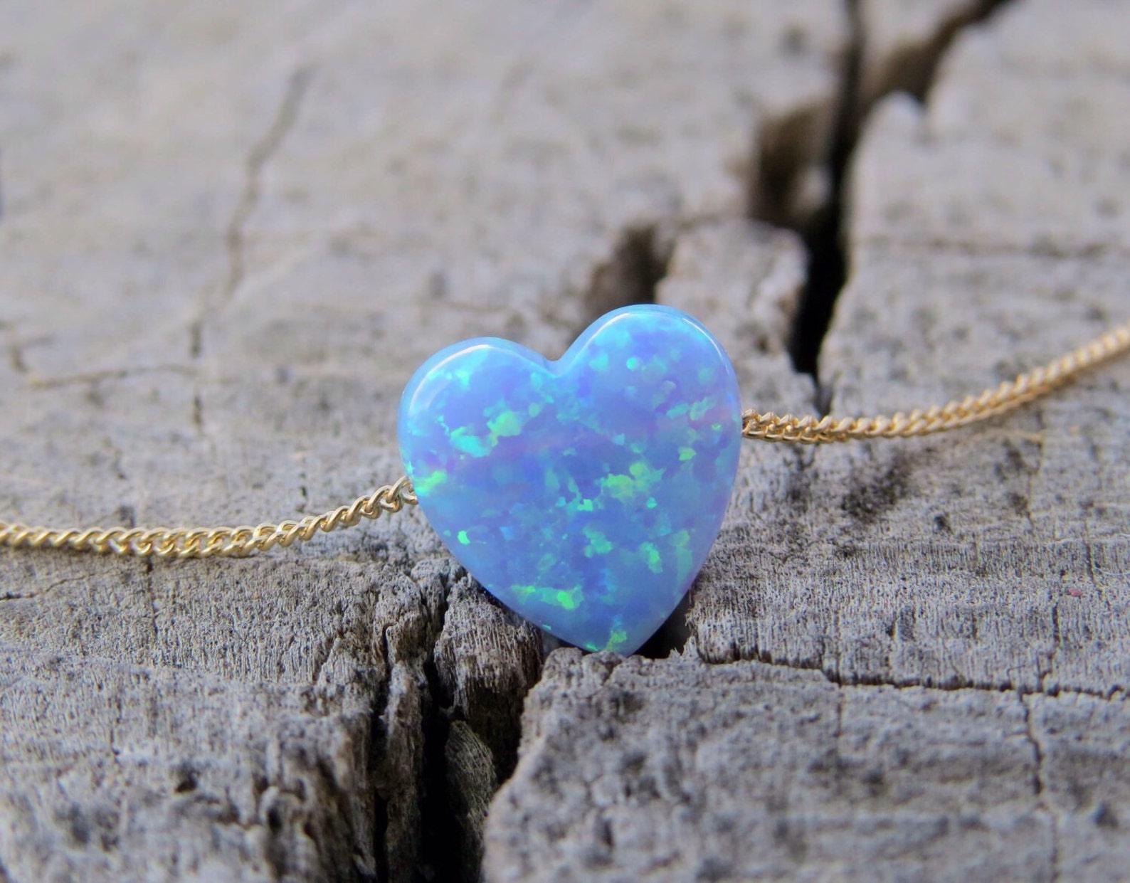 Opal Necklace Heart Necklace Gold Necklace Opal Heart - Etsy