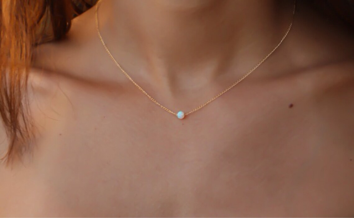 Opal Jewelry White Opal Necklace Opal Rose Gold Necklace - Etsy