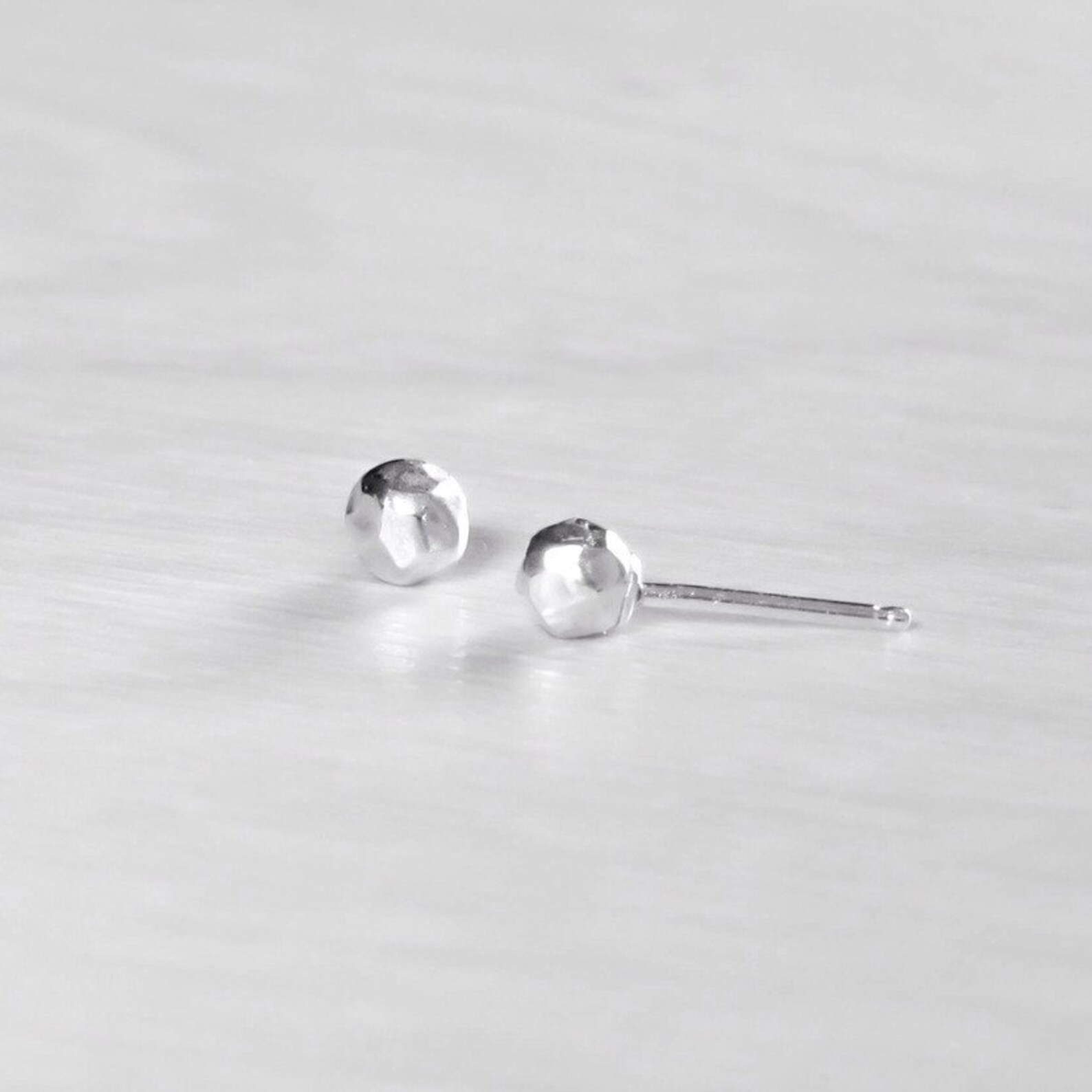 Tiny Ball Studs Sterling Silver Minimal Earrings, Silver Earrings, Stud ...
