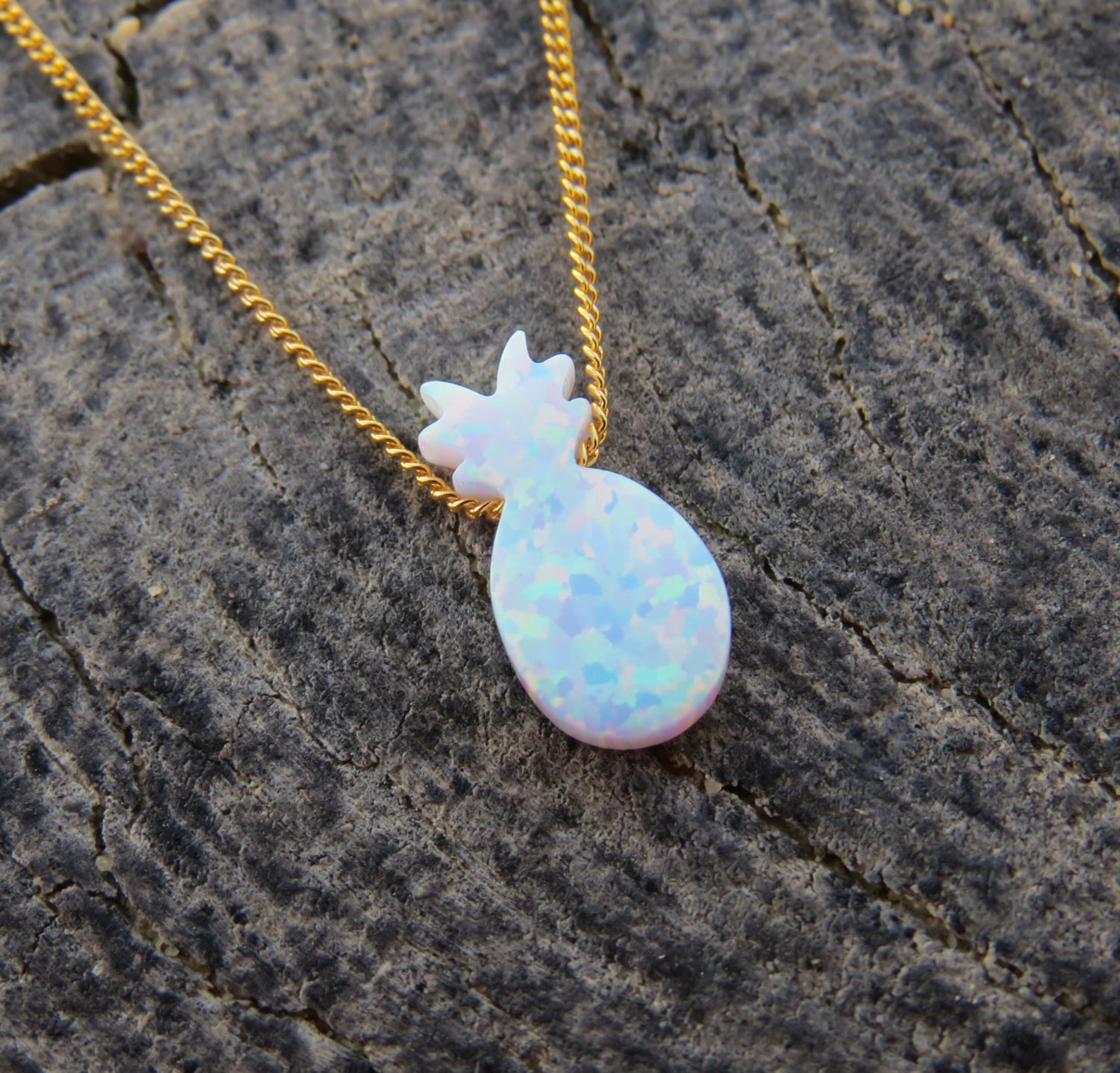 Opal Necklace Opal Pineapple Necklace White Opal Necklace Opal Gold ...