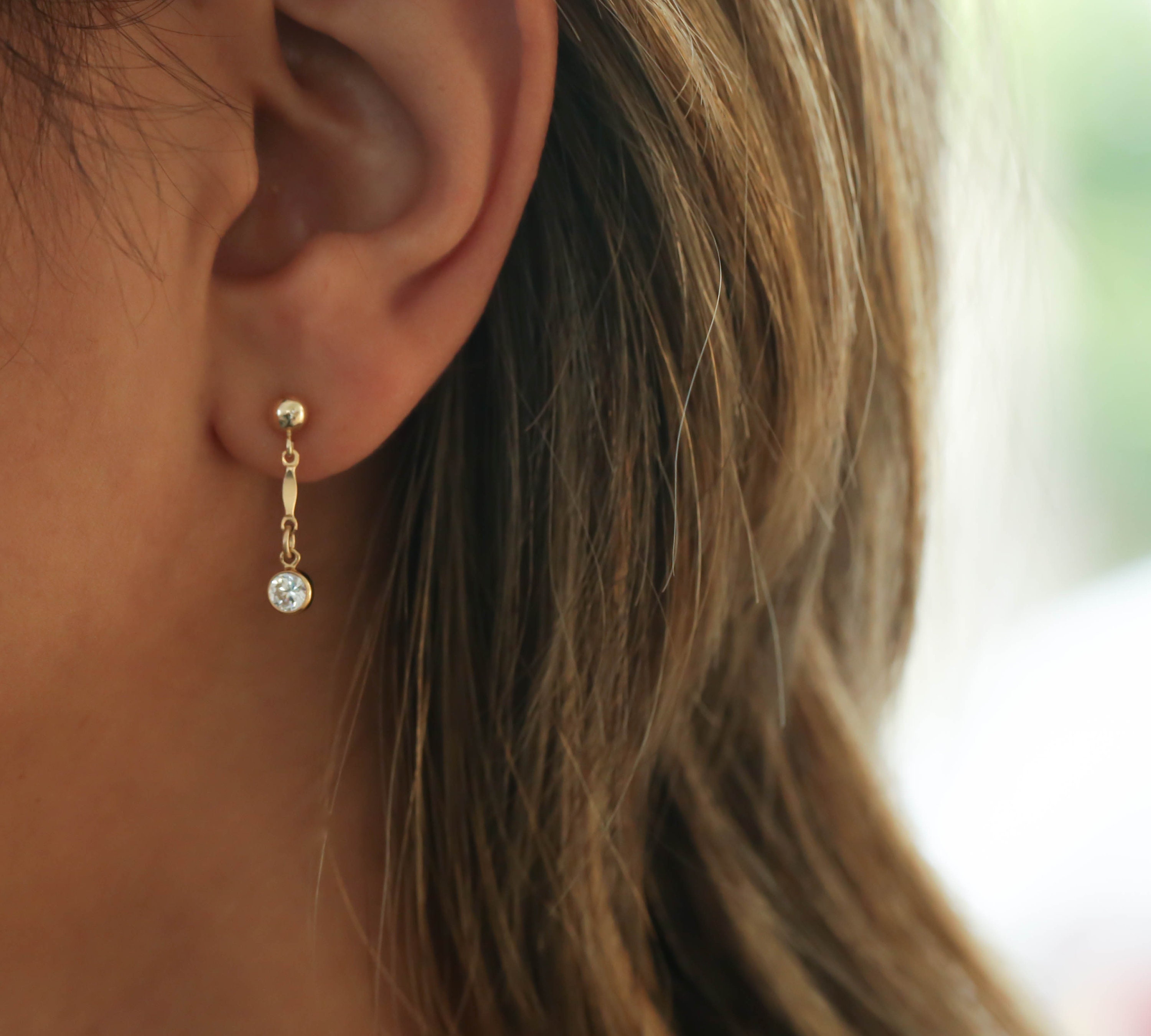 Gold Earrings Gold Bar Earrings gold chain earrings Gold | Etsy