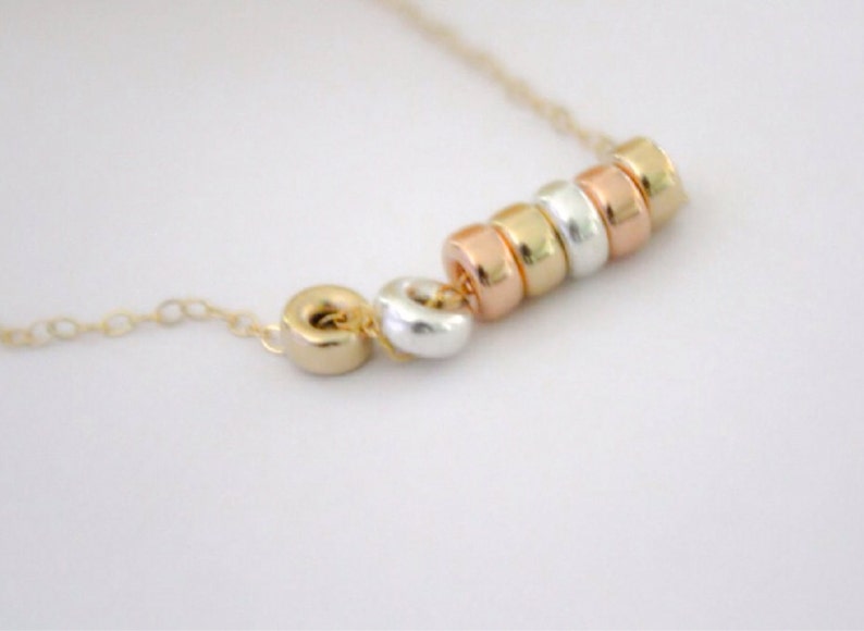 Lucky Seven Rings Necklace, Gold Beads Necklace, Beaded Necklace, Bead ...