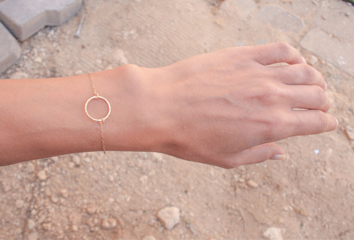 Gold Bracelet, Gold Circle Bracelet, Small Circle Bracelet, Circle Gold ...
