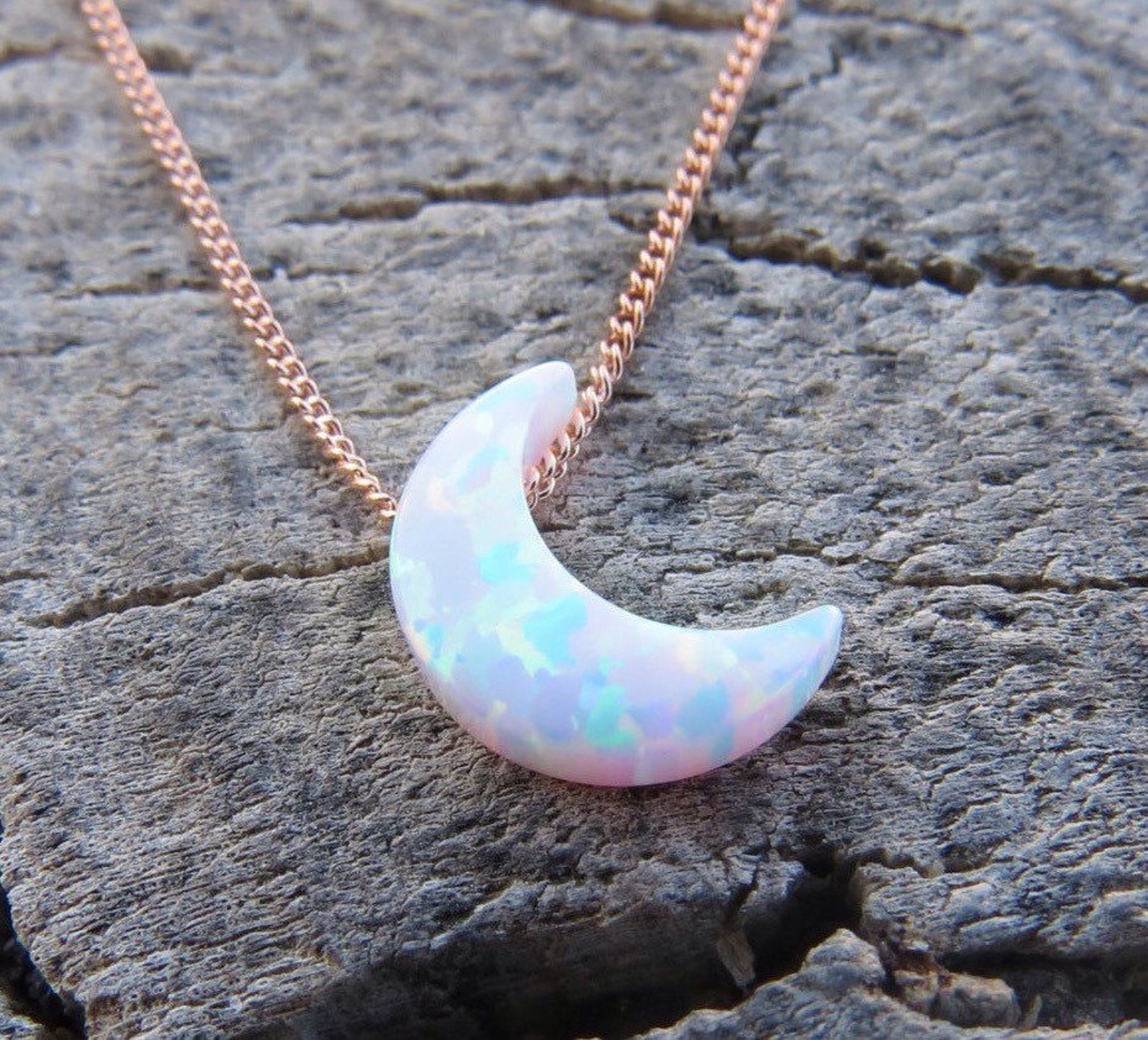 Opal Necklace Opal Moon Necklace White Opal Necklace Opal - Etsy Israel