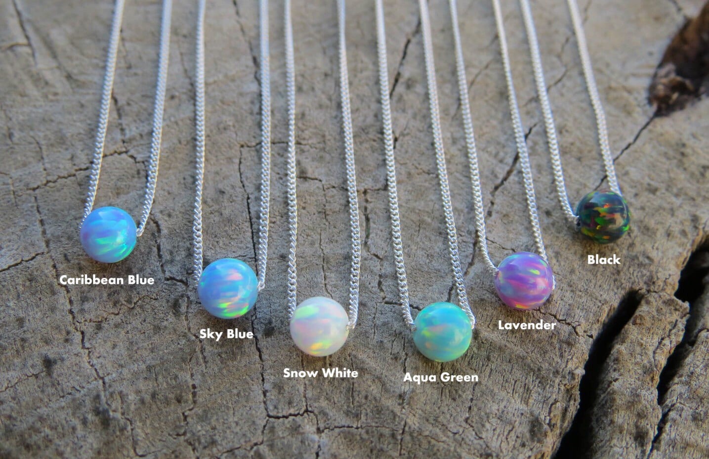 Opal Necklace Opal Ball Necklace Opal Silver Necklace Opal | Etsy