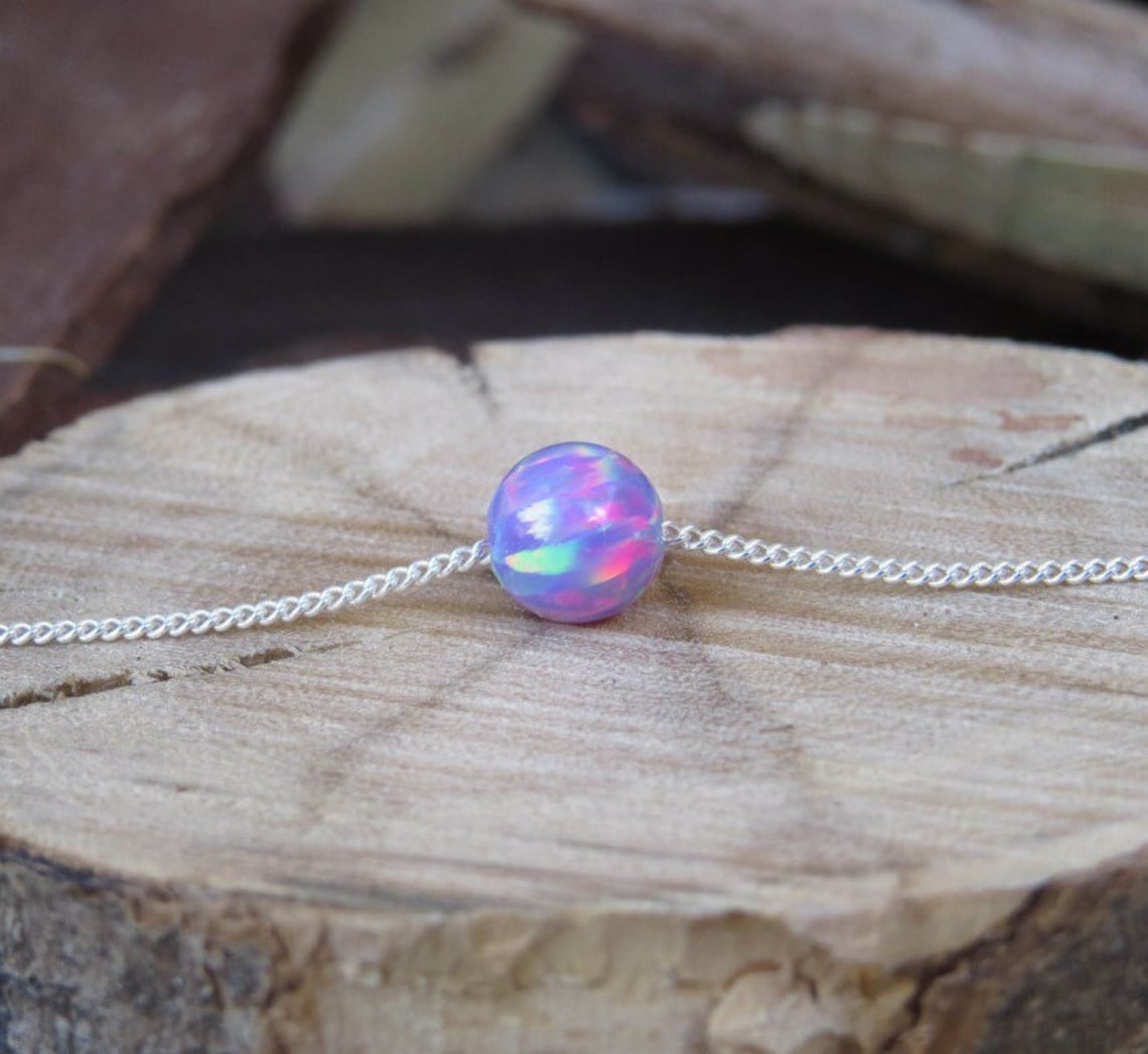 Opal Necklace Opal Ball Necklace Opal Silver Necklace Opal - Etsy