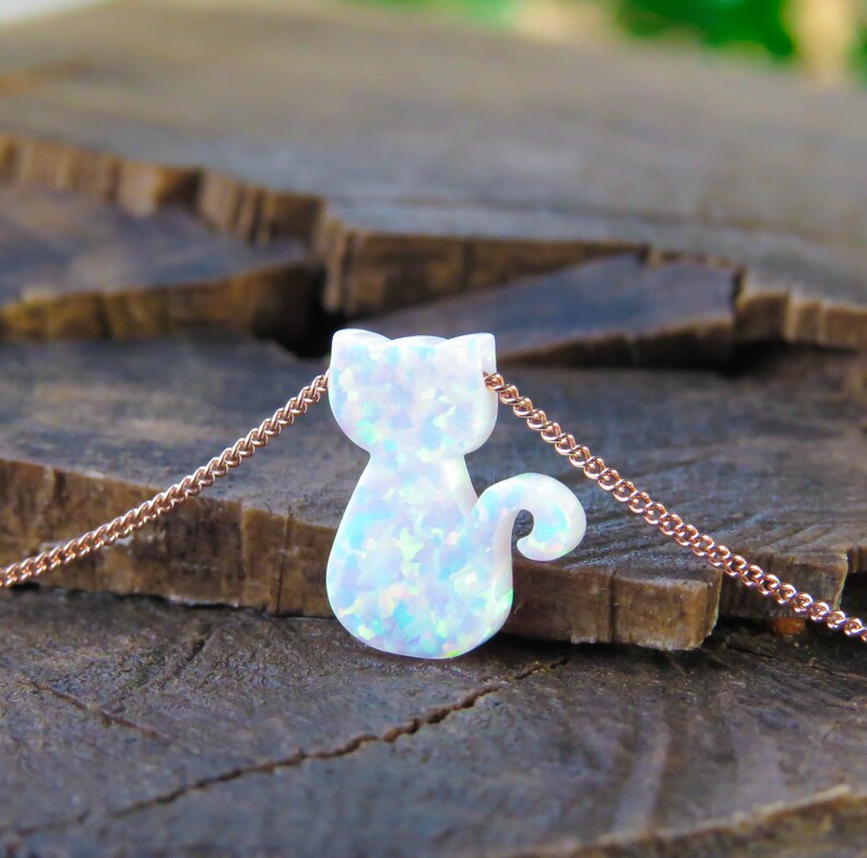 Opal necklace cat opal necklace black opal necklace opal | Etsy