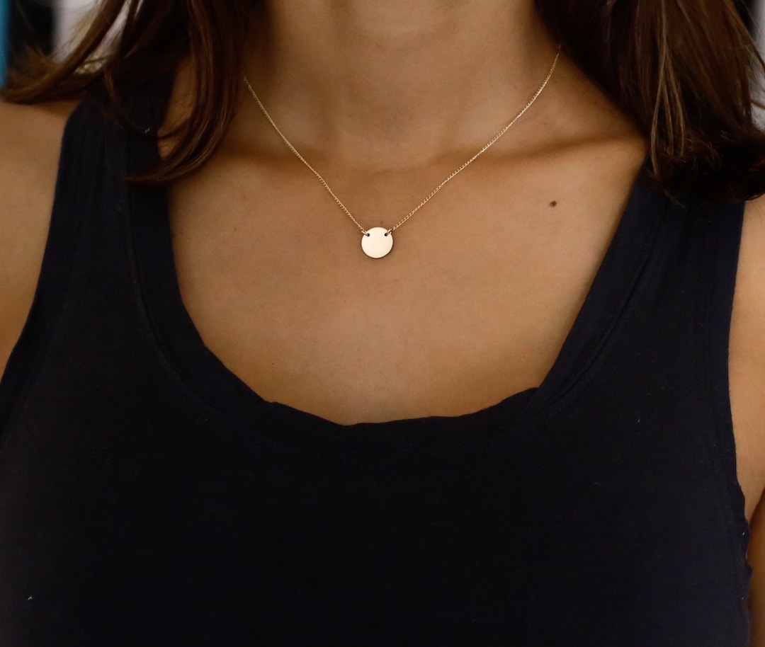 Gold Disc Necklace, Gold Necklace, Gold Coin Necklace, Gold Layering ...