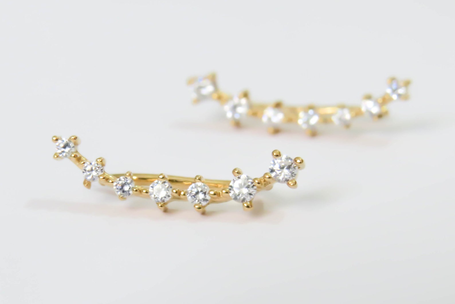 Gold Ear Cuff With Cubic Zirconia Gemstone Gold Ear Climber - Etsy