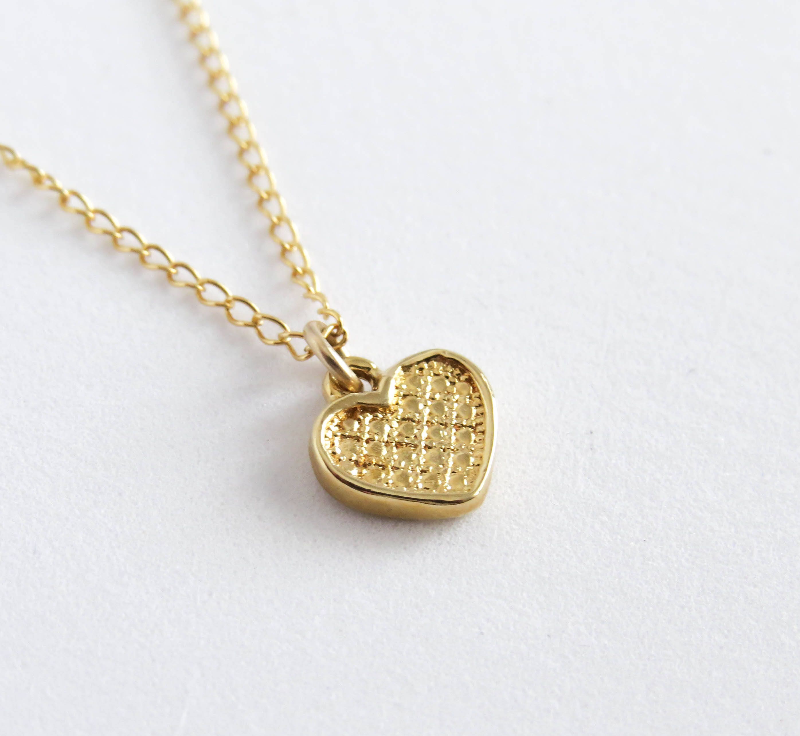 Gold Heart Necklace Tiny Heart Necklace Heart Necklace Love | Etsy