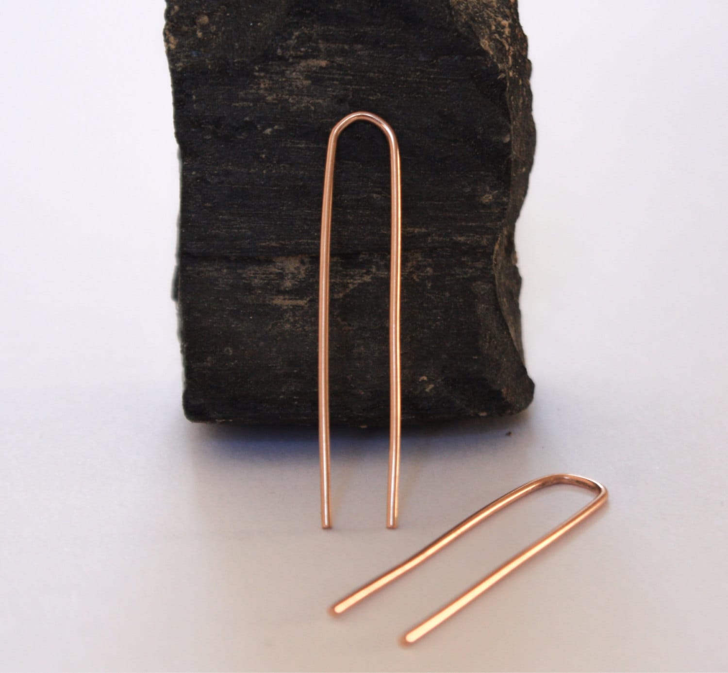 Gold line earrings gold arc earrings bar earrings14K gold | Etsy