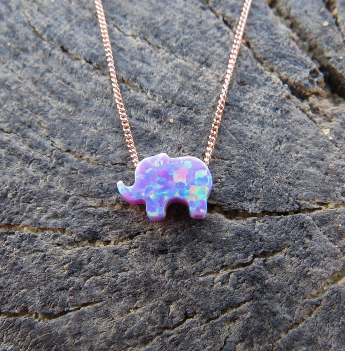 Opal Necklace, Opal Elephant Necklace Blue Opal Necklace Opal Gold ...