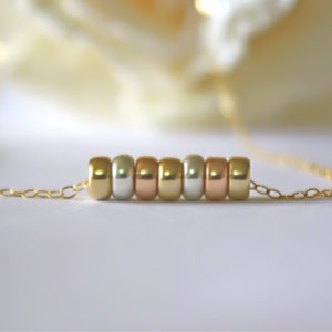 Lucky Seven Rings Necklace, Gold Beads Necklace, Beaded Necklace, Bead ...