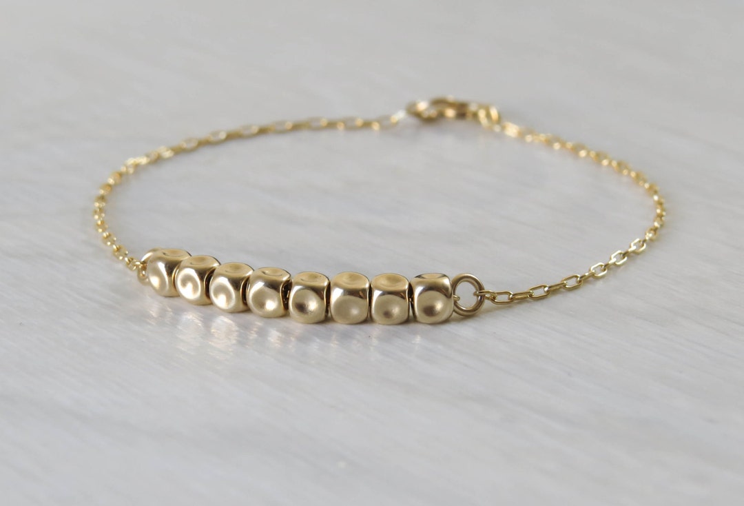 Tiny Gold Bracelet - Dainty Gold Bracelet, Minimal Bracelet,14k Gold ...