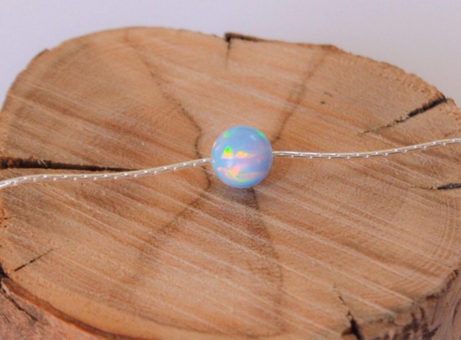 Opal Necklace Opal Ball Necklace Opal Silver Necklace Opal - Etsy