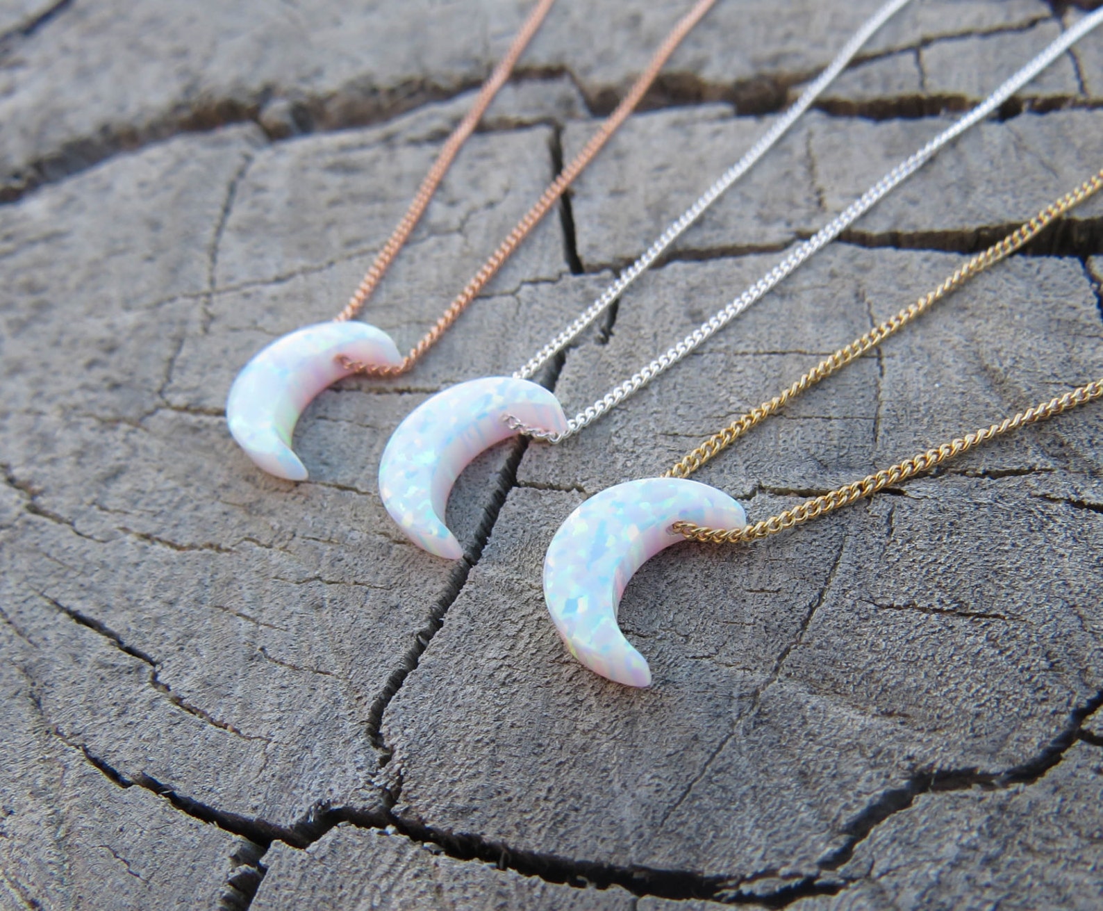 Opal Necklace Opal Moon Necklace White Opal Necklace Opal - Etsy