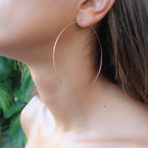 Extra Large Thin Gold Hoops, 3 Inch Thin Gold Hoops, Simple Large ...