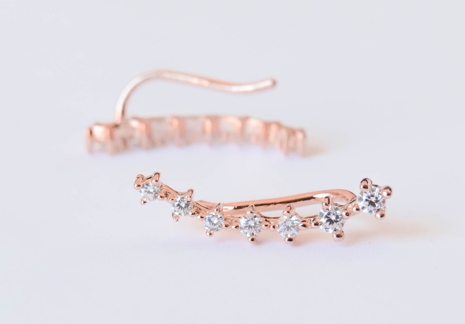 Gold Ear Cuff With Cubic Zirconia Gemstone Gold Ear Climber - Etsy