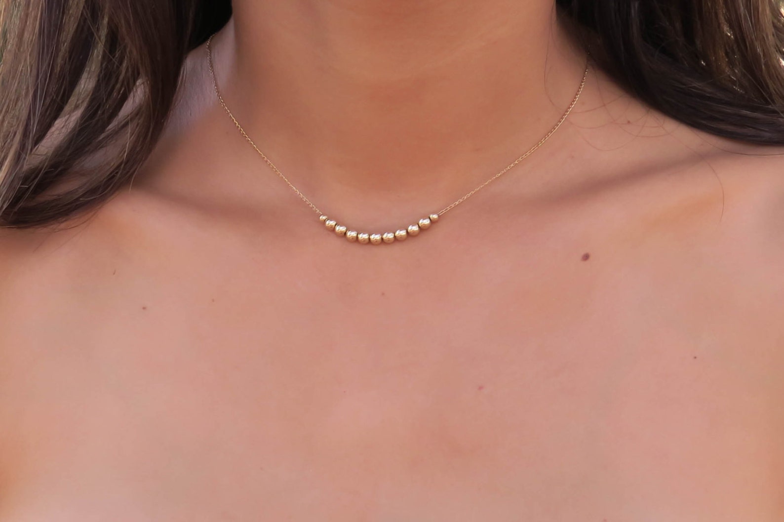 Gold Necklace Gold Beads Necklace Gold Beaded Necklace Gold - Etsy