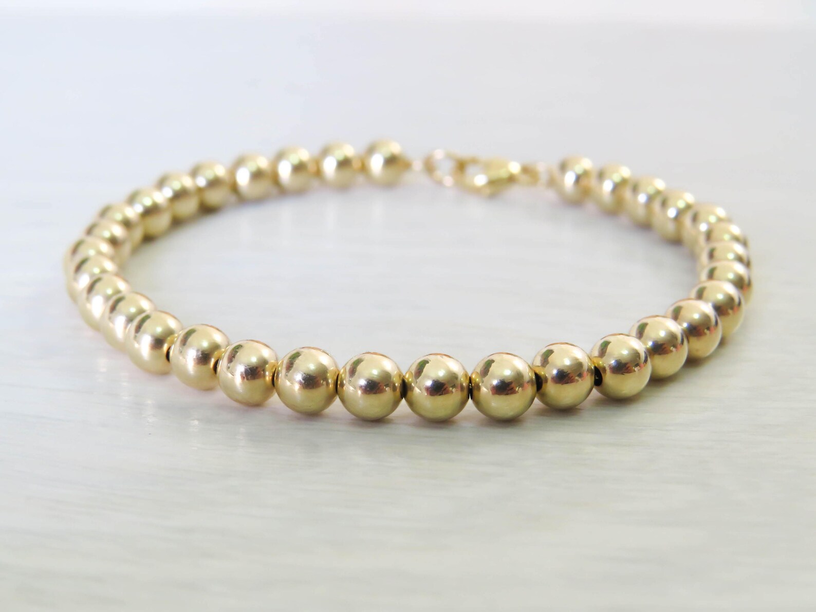 Gold Bracelet Gold Bead Brecelet 5mm Gold Beaded Bracelet - Etsy