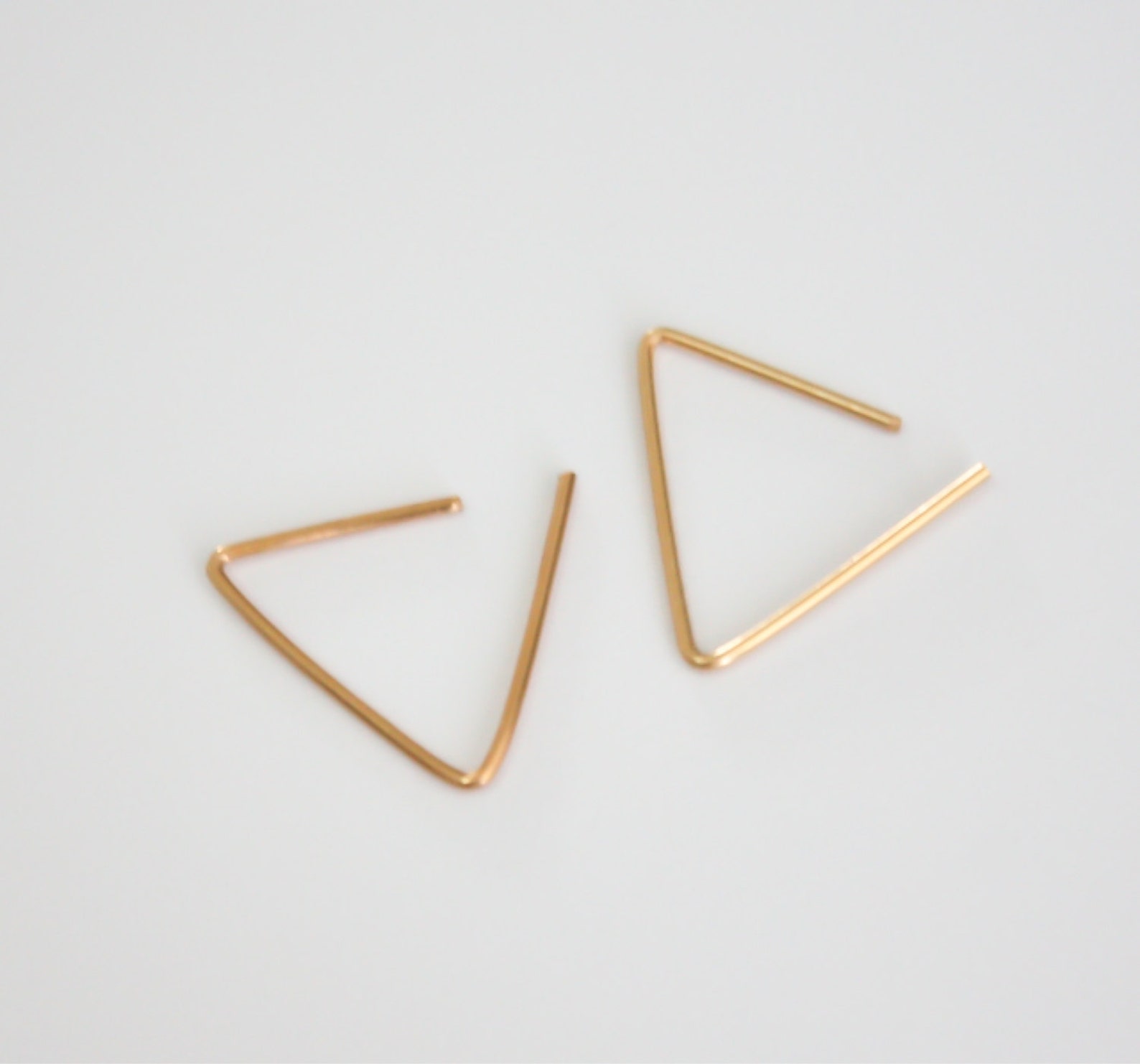 Thin Gold Hoops Gold Line Earrings Triangle Hoop Earrings | Etsy