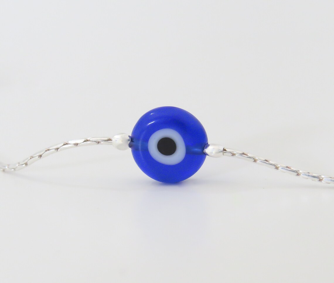 Silver Bracelet, Blue Evil Eye Bracelet, Lucky Bracelet, Sterling ...