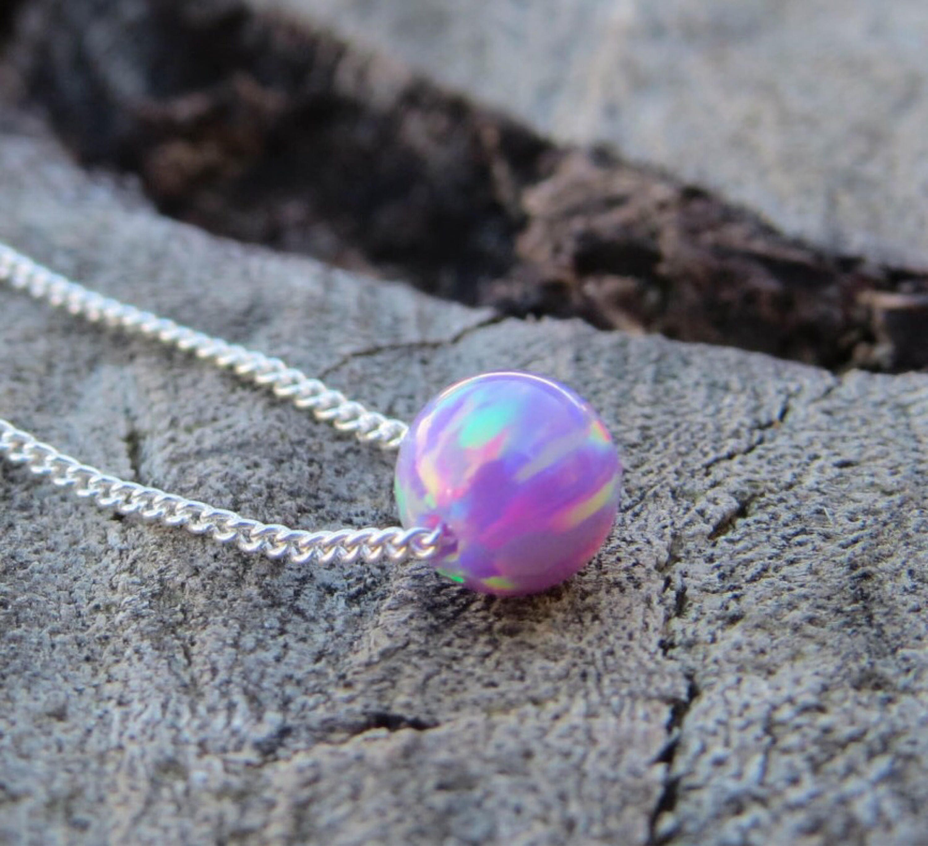 Opal Necklace, Opal Ball Necklace, Opal Silver Necklace, Opal Jewelry ...