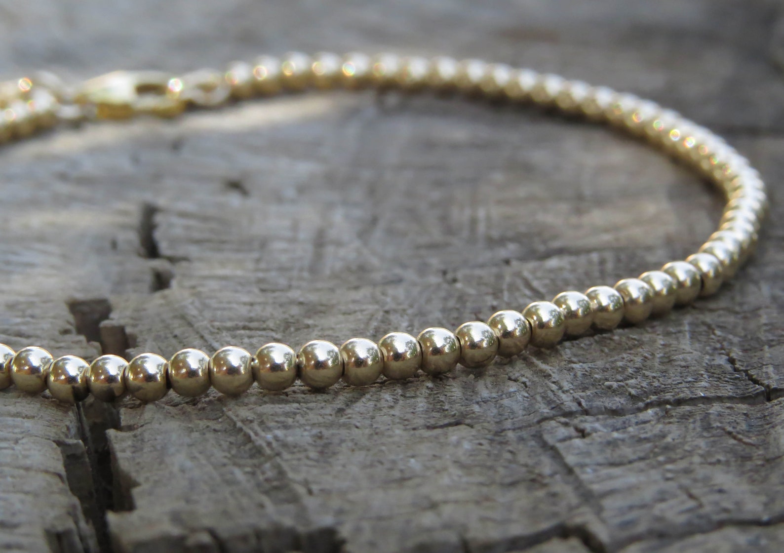 Gold Bracelet Gold Bead Brecelet 2.5mm Gold Beaded Bracelet | Etsy