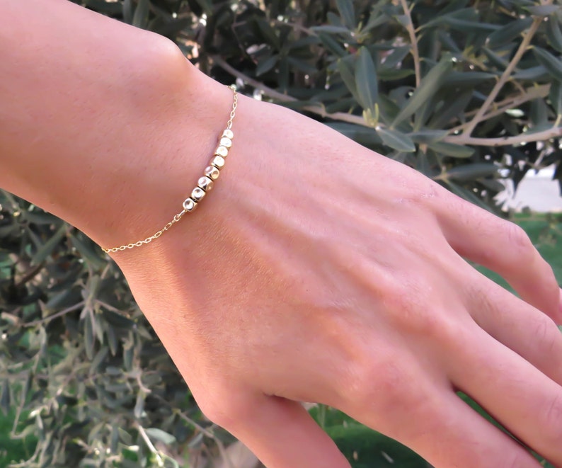 Tiny Gold Bracelet - Dainty Gold Bracelet, Minimal Bracelet,14k Gold ...