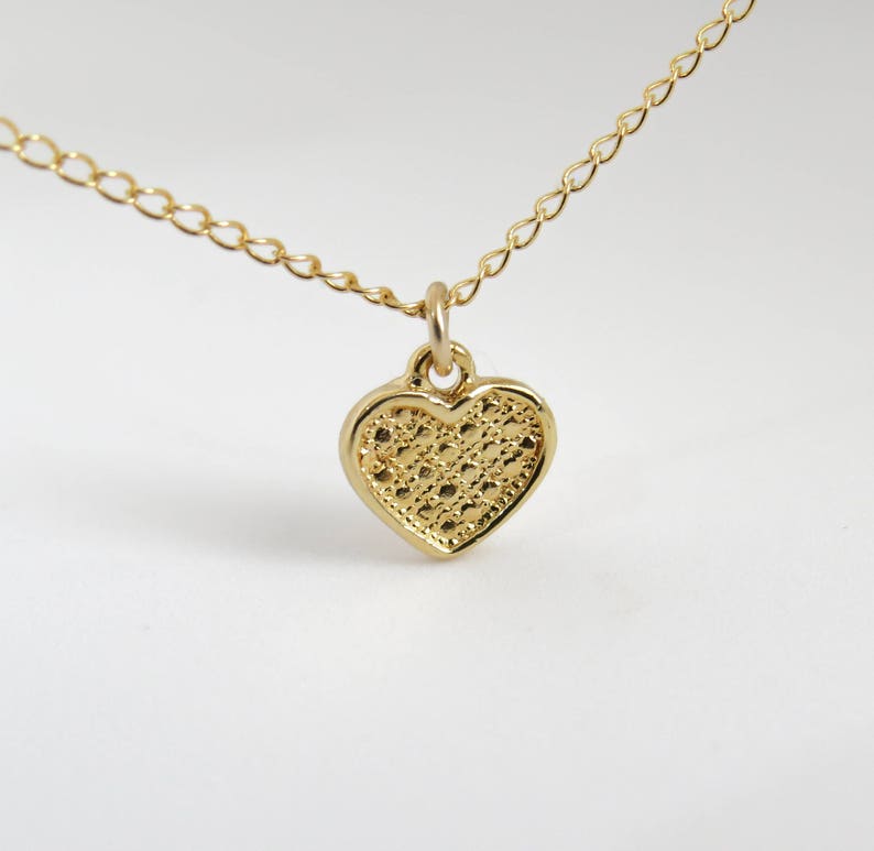 Gold Heart Necklace Tiny Heart Necklace Heart Necklace Love - Etsy