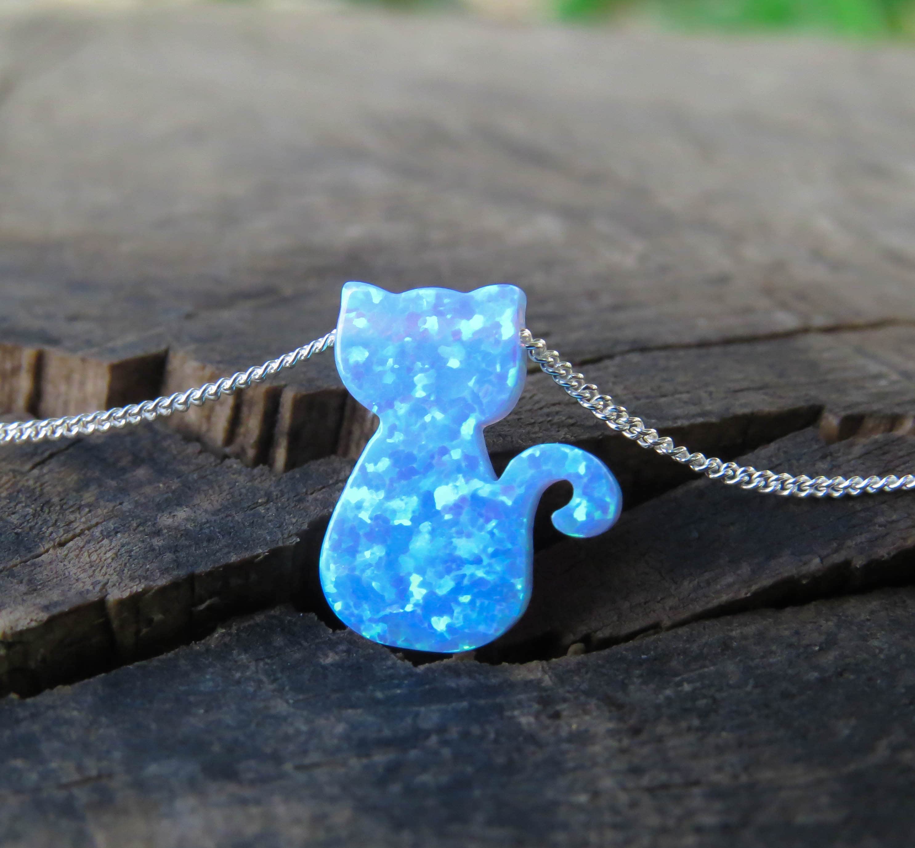 Opal necklace cat opal necklace black opal necklace opal | Etsy