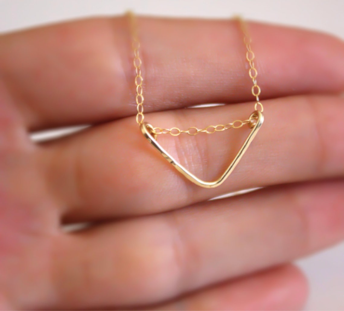 Gold chevron necklace gold v shape necklace 14k gold filled | Etsy