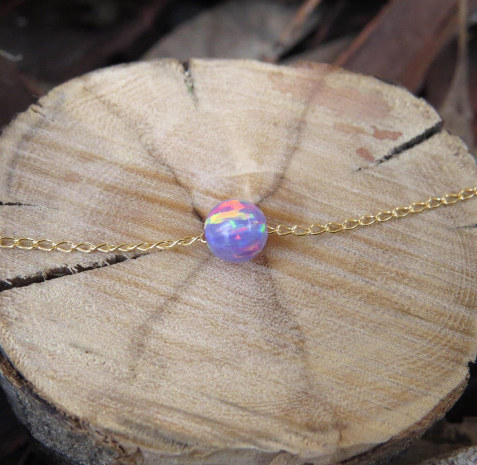 Opal Necklace Opal Ball Necklace Opal Gold Necklace Opal | Etsy