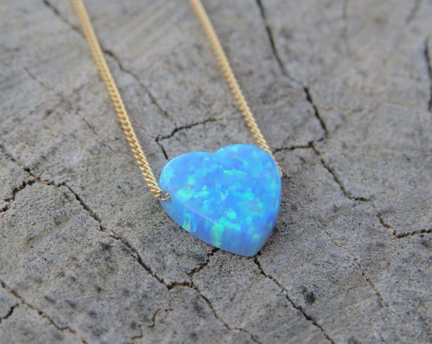 Opal Necklace Heart Necklace Gold Necklace Opal Heart - Etsy