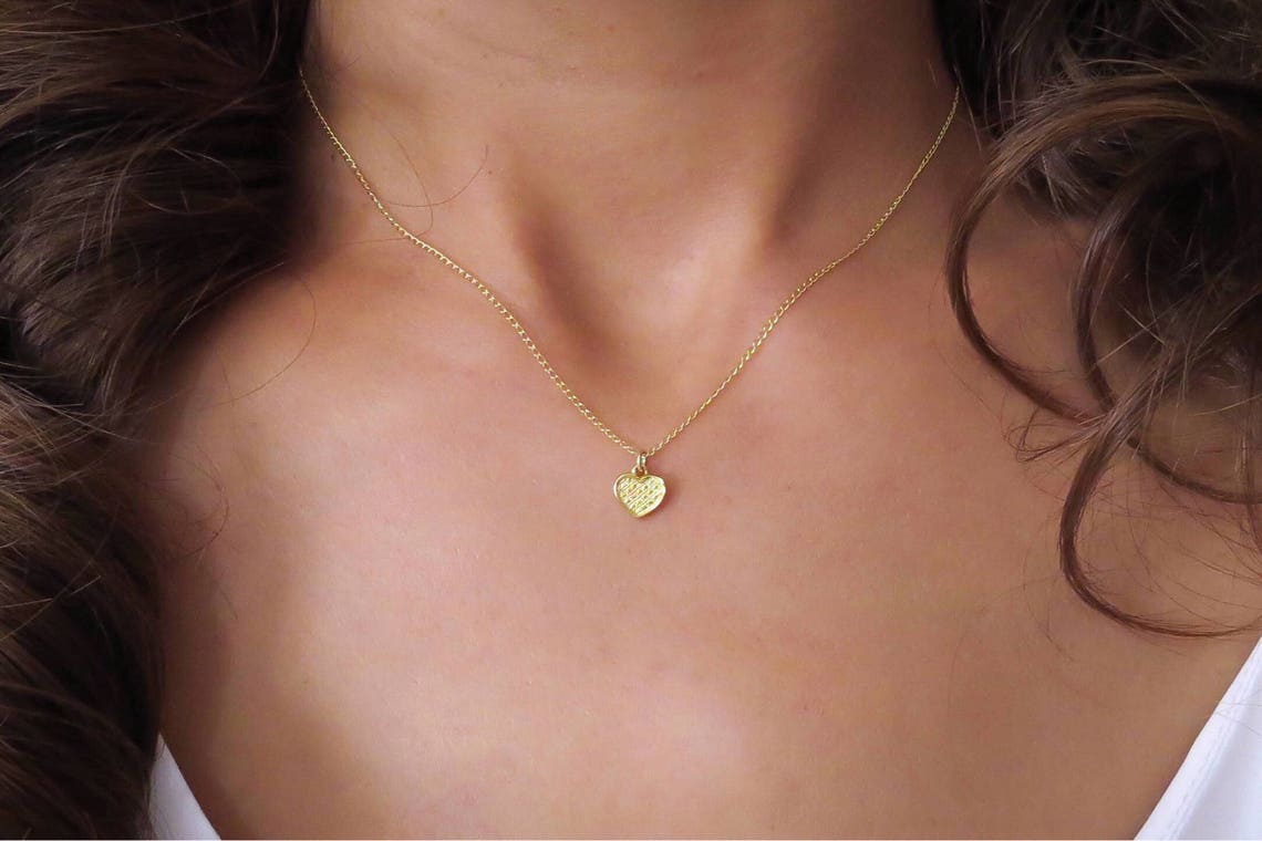 Gold Heart Necklace Tiny Heart Necklace Heart Necklace Love | Etsy