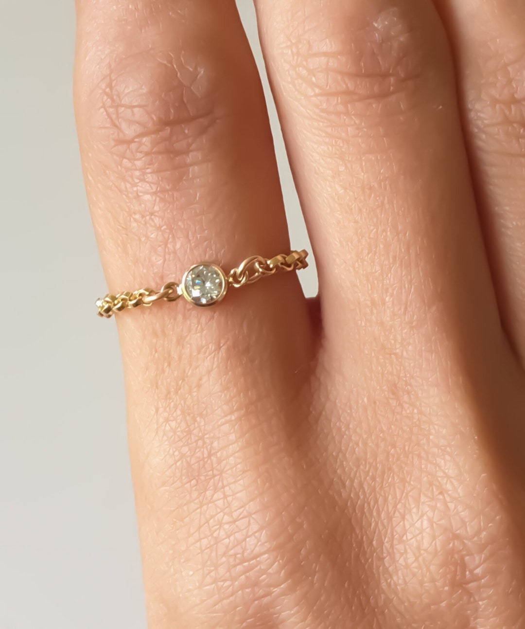 Gold Chain Ring, Tiny Gold Filled Chain Ring, Gold Stacking Ring ...