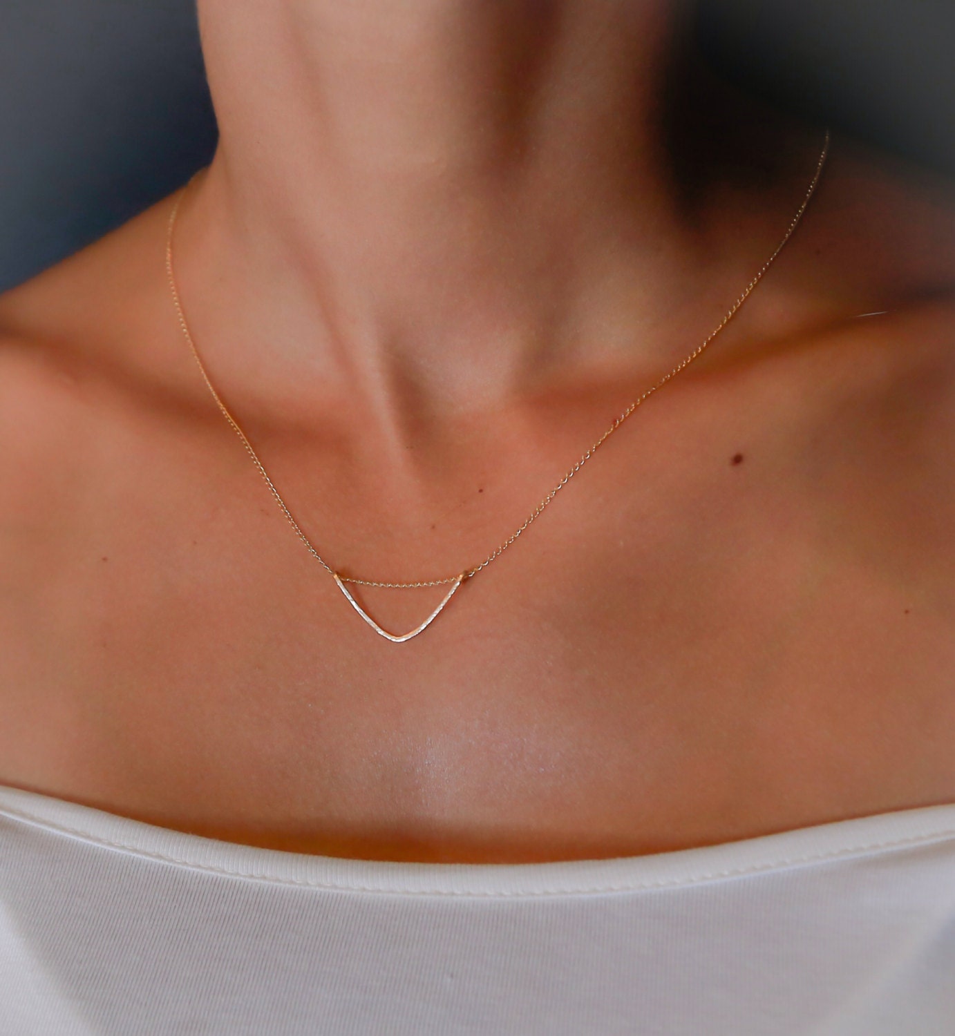 Gold chevron necklace gold v shape necklace 14k gold filled | Etsy